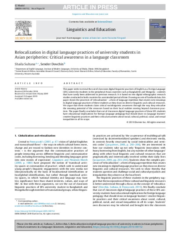(PDF) Relocalization in digital language practices of university students in Asian peripheries ...