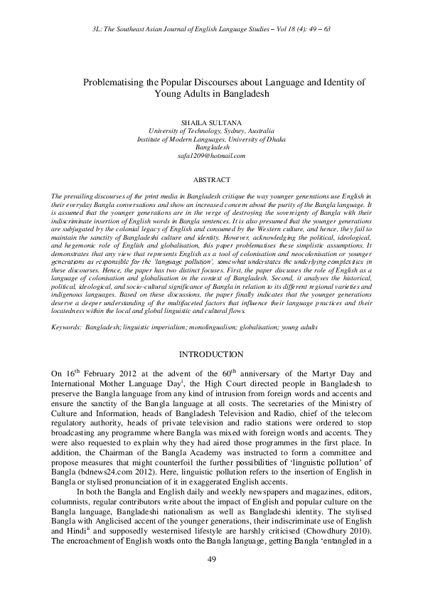 (PDF) Problematising the Popular Discourses about Language and Identity ...