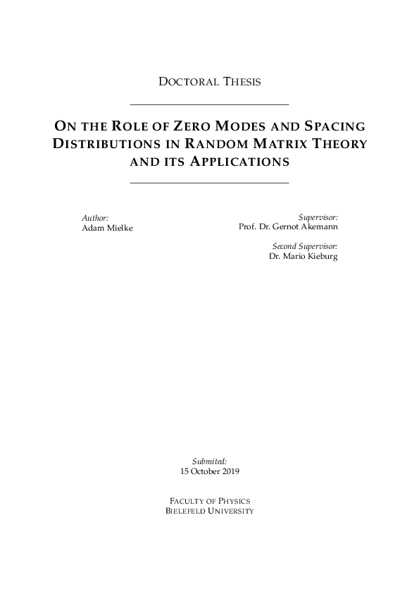 (PDF) On the Role of Zero Modes and Spacing Distributions in Random ...