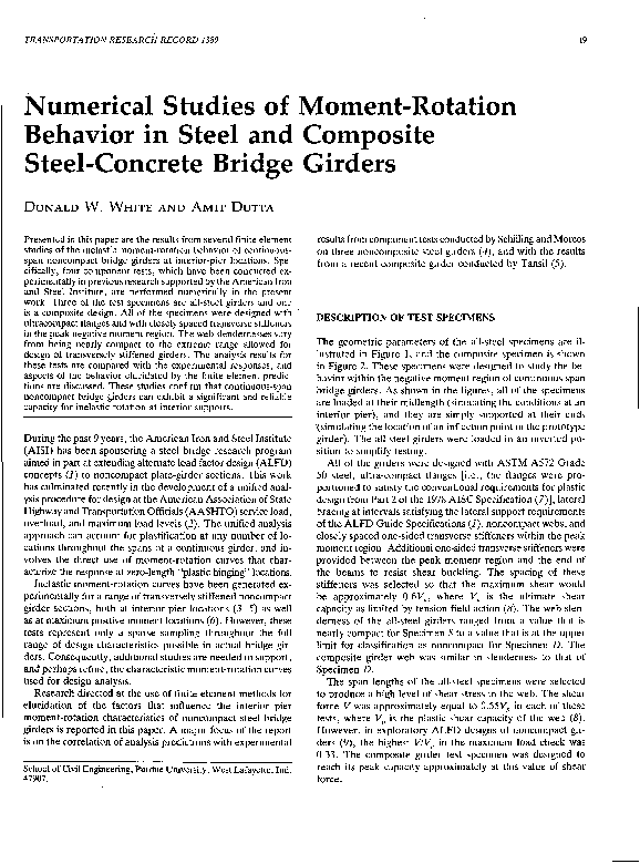 (PDF) Numerical studies of moment-rotation behavior in steel and ...