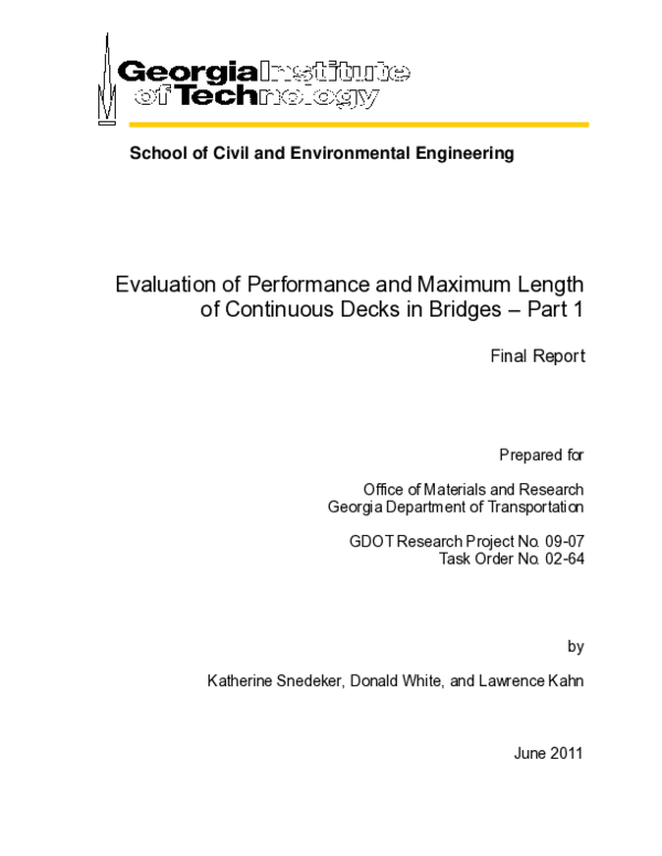 (PDF) Evaluation of Performance and Maximum Length of Continuous Decks in Bridges: Part 1 | Don ...