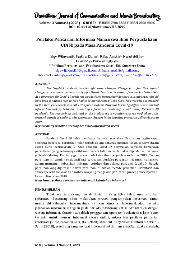 (PDF) Perilaku Pencarian Informasi Mahasiswa Ilmu Perpustakaan UINSU ...