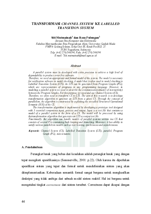 (PDF) Transformasi Channel System Ke Labelled Transition System