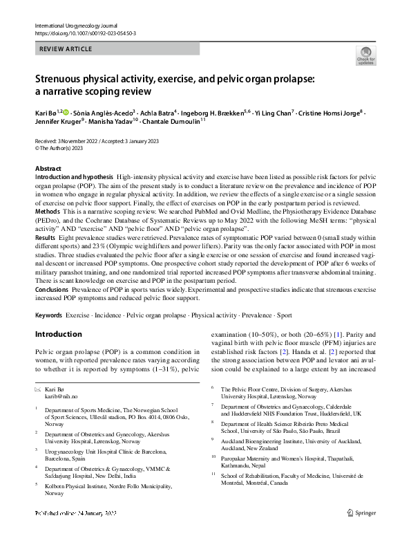 (PDF) Strenuous physical activity, exercise, and pelvic organ prolapse ...