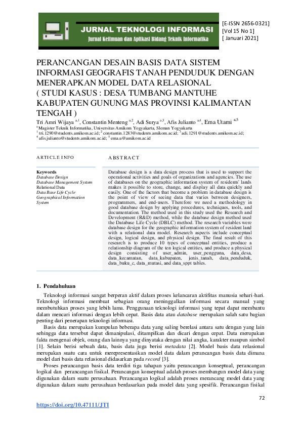 (PDF) Perancangan Desain Basis Data Sistem Informasi Geografis Tanah ...