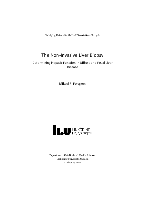 (PDF) The Non-Invasive Liver Biopsy : Determining Hepatic Function in Diffuse and Focal ...