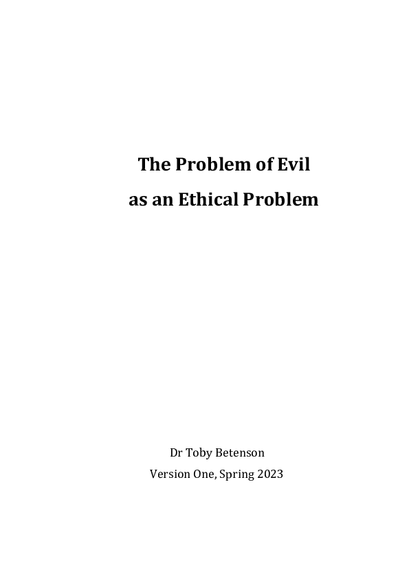 (PDF) The Problem of Evil as an Ethical Problem