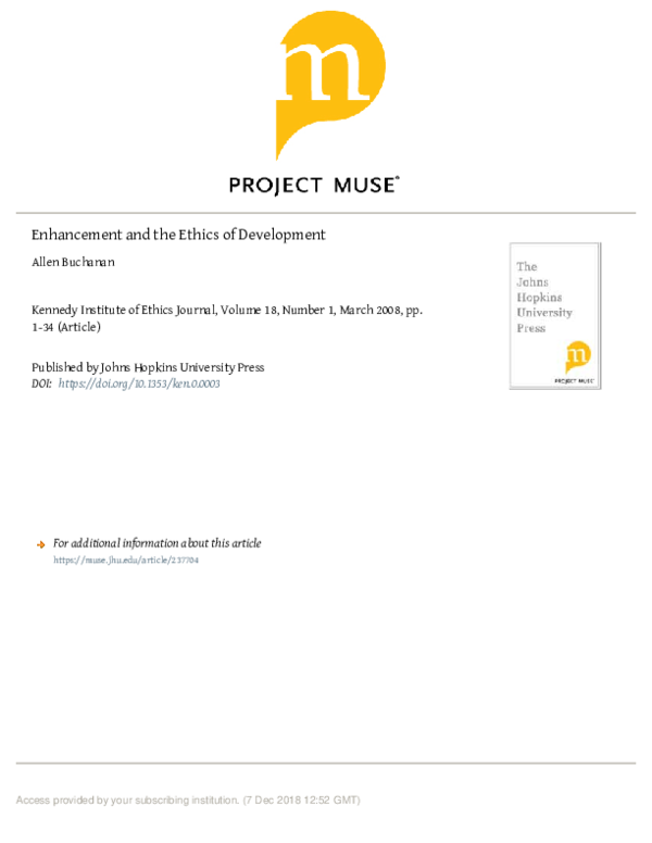 (PDF) Enhancement and the Ethics of Development
