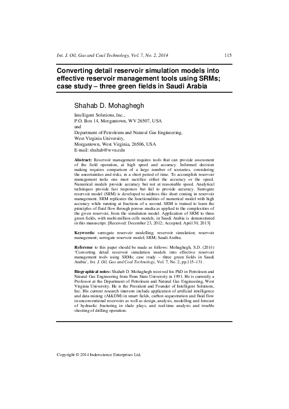 (PDF) Converting detail reservoir simulation models into effective reservoir management tools ...