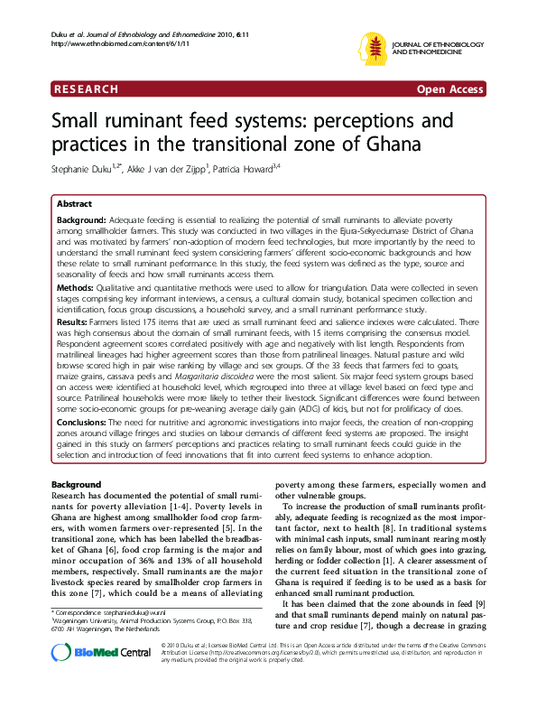 (PDF) Small ruminant feed systems: perceptions and practices in the ...