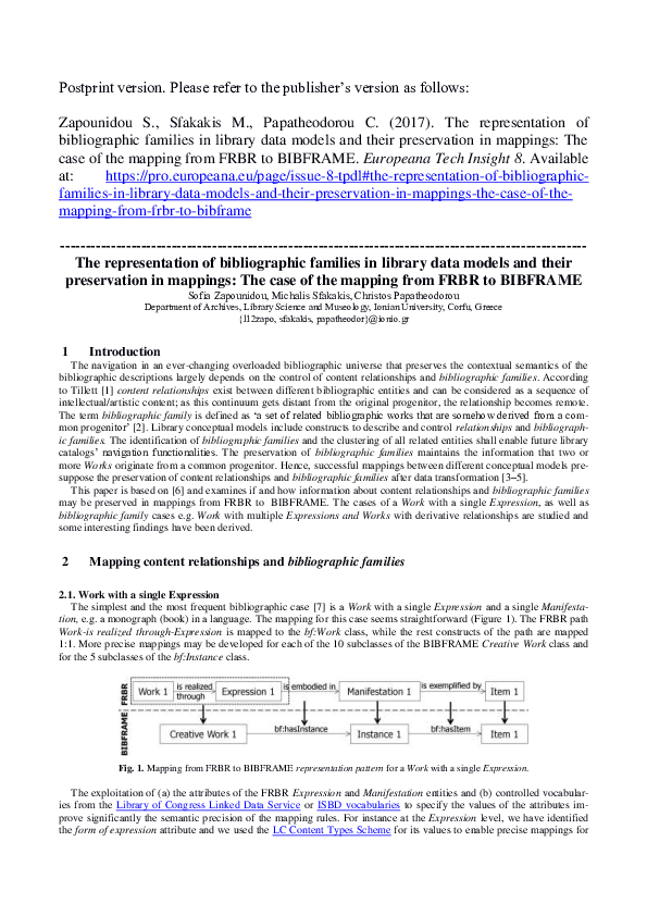 (PDF) The representation of bibliographic families in library data ...
