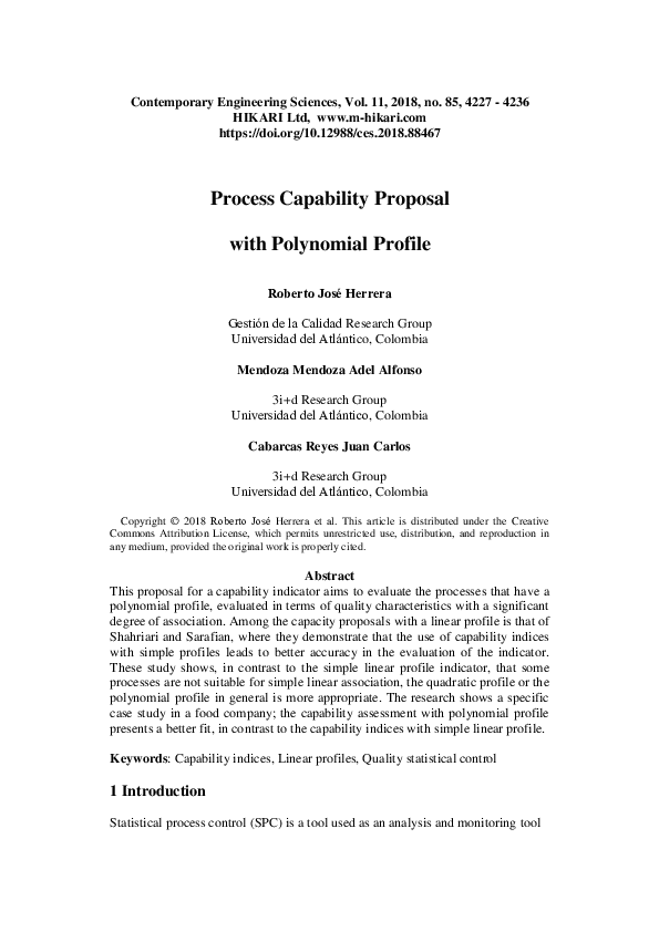(PDF) Process capability proposal with polynomial profile | Gestión de ...