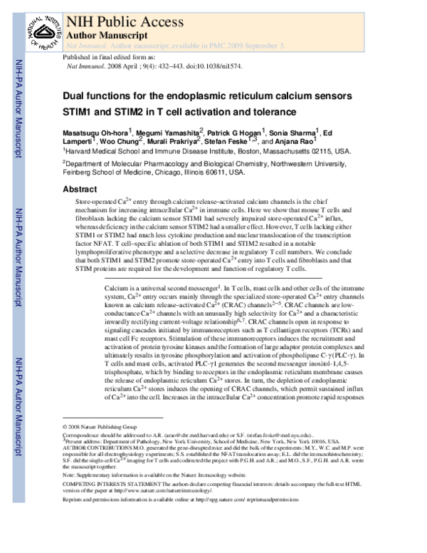 (PDF) Dual functions for the endoplasmic reticulum calcium sensors ...