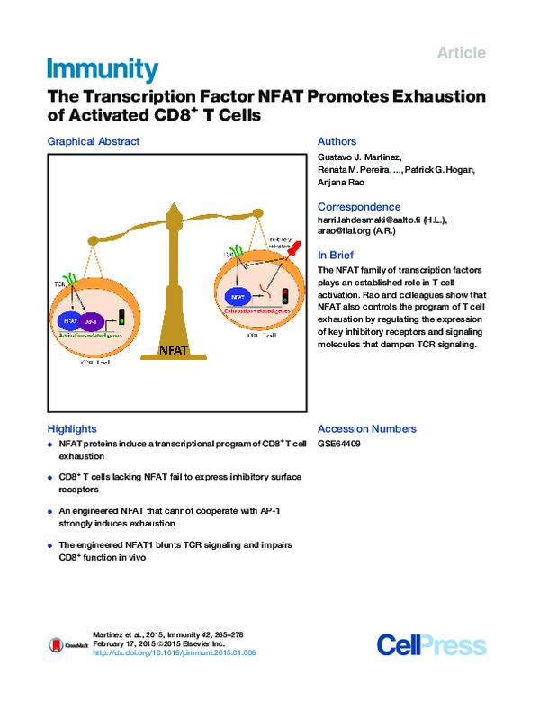 (PDF) The transcription factor NFAT promotes exhaustion of activated ...