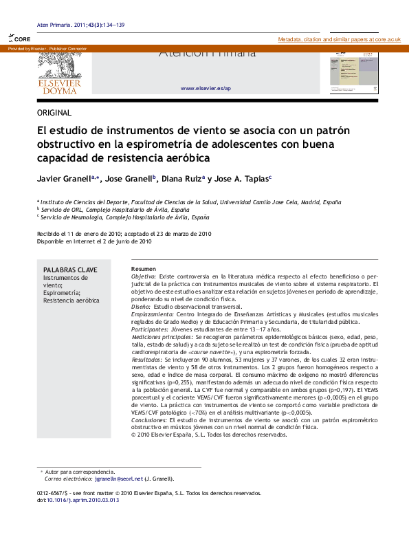 (PDF) El estudio de instrumentos de viento se asocia con un patrón ...