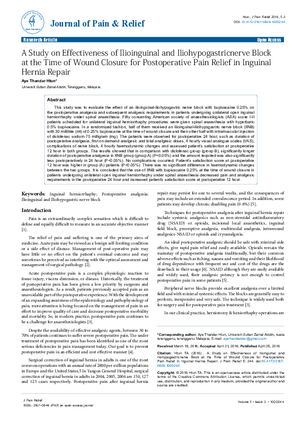 (PDF) A Study on Effectiveness of Ilioinguinal and Iliohypogastricnerve ...