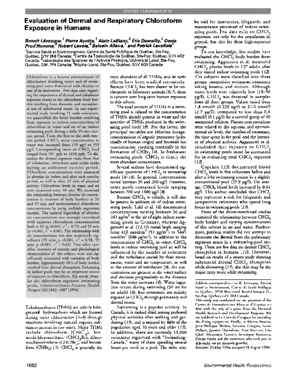 (PDF) Evaluation of Dermal and Respiratory Chloroform Exposure in Humans