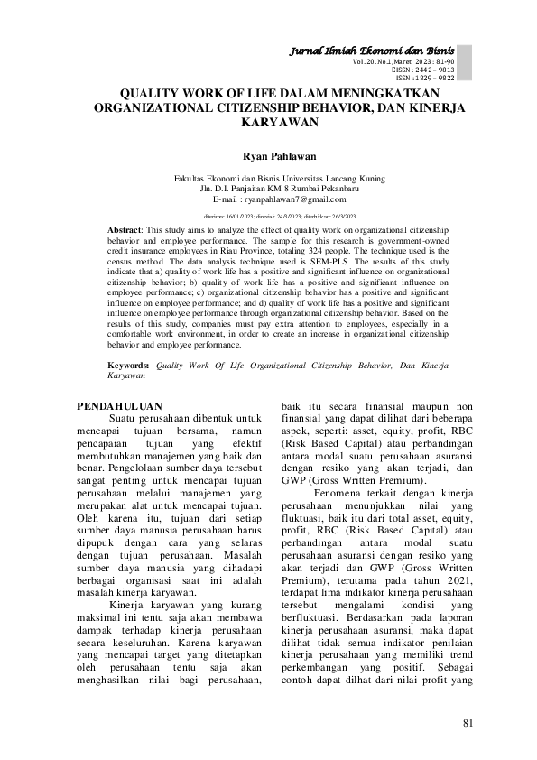 (PDF) Quality Work of Life Dalam Meningkatkan Organizational ...