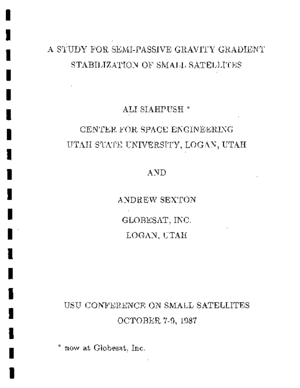 (PDF) A Study for Semi-Passive Gravity Gradient Stabilization of Small ...