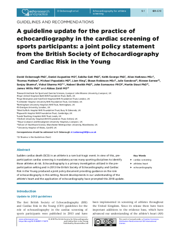 (PDF) A guideline update for the practice of echocardiography in the ...