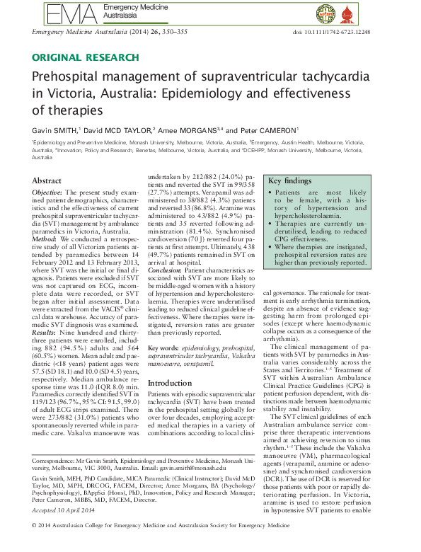 (PDF) Prehospital management of supraventricular tachycardia in ...