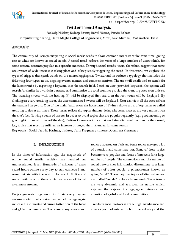 (PDF) Twitter Trend Analysis