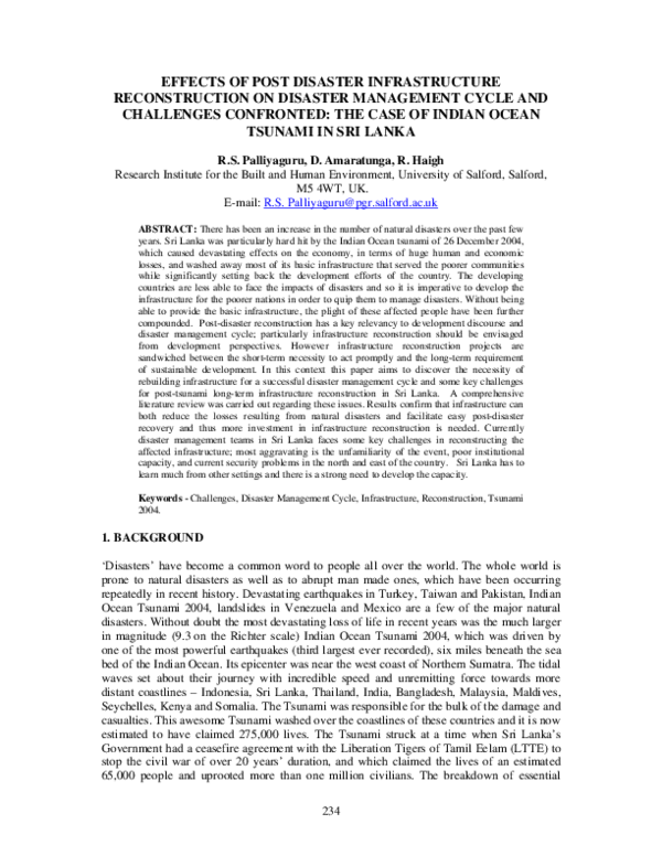 (PDF) Effects of post disaster infrastructure reconstruction on ...