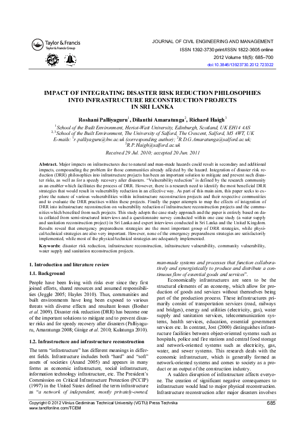 (PDF) Impact of Integrating Disaster Risk Reduction Philosophies Into ...