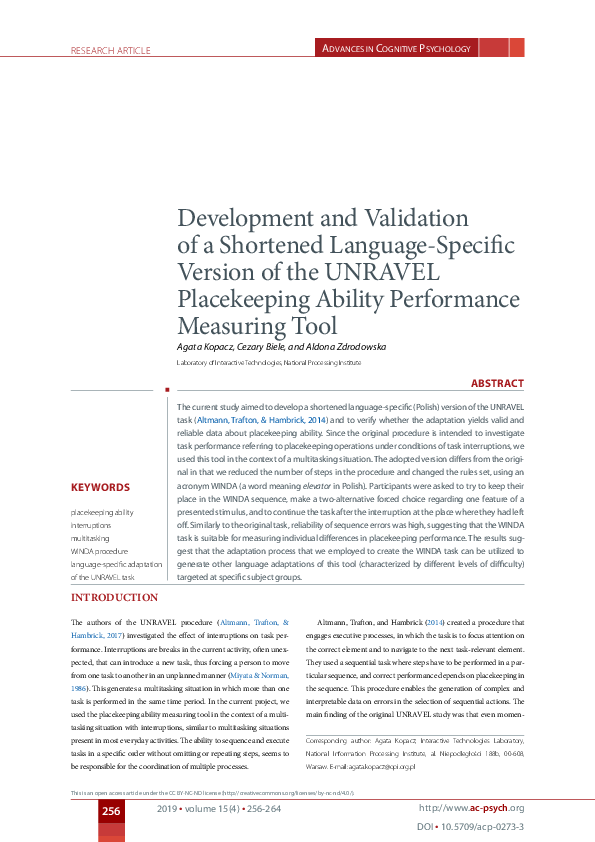 (PDF) Development and Validation of a Shortened Language-Specific ...