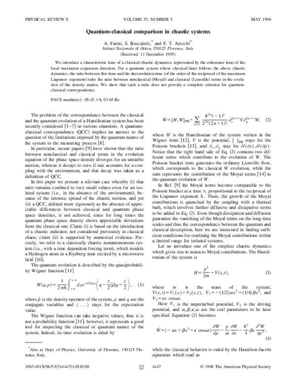 (PDF) Quantum-classical comparison in chaotic systems