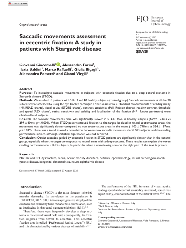 (PDF) Saccadic movements assessment in eccentric fixation: A study in ...