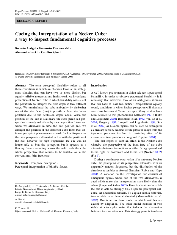 (PDF) Cueing the interpretation of a Necker Cube: a way to inspect ...