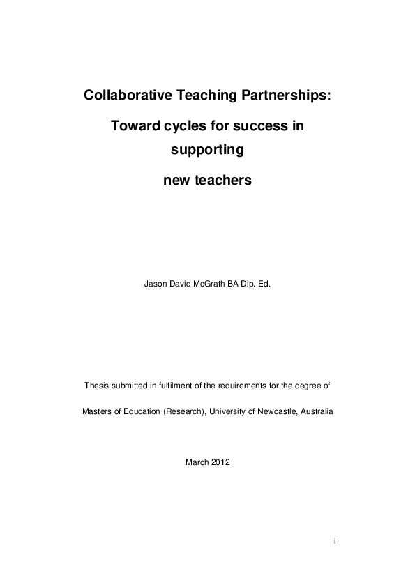 (PDF) Collaborative teaching partnerships: towards cycles for success ...