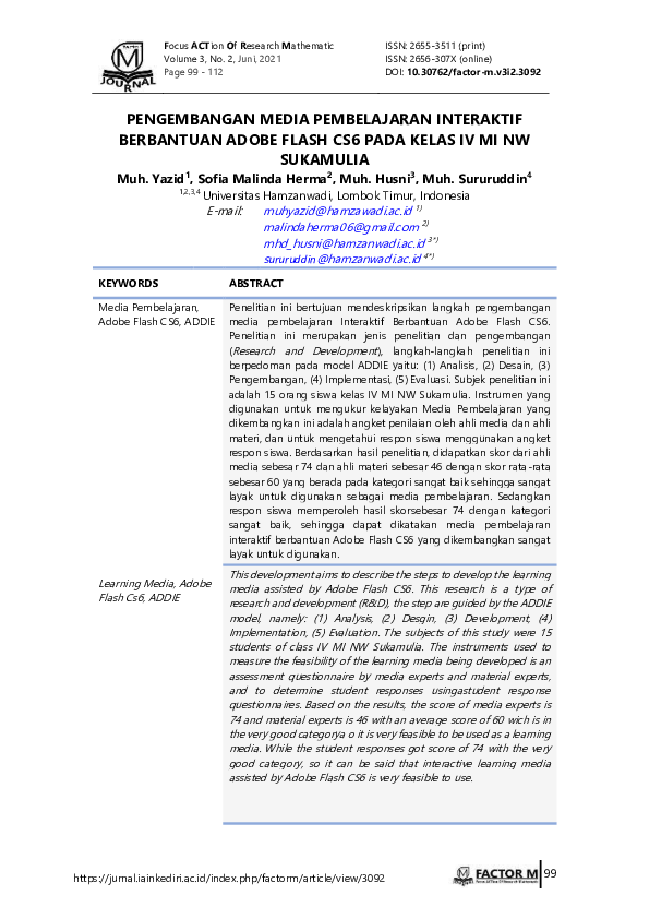 (PDF) Pengembangan Media Pembelajaran Interaktif Berbantuan Adobe Flash CS6 pada Kelas IV MI NW ...