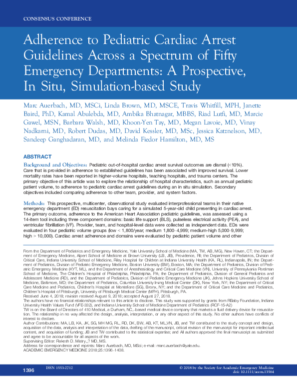 (PDF) Pediatric Cardiac Arrest Guidelines Adherence Study