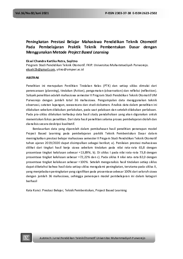 (PDF) Peningkatan Prestasi Belajar Mahasiswa Pendidikan Teknik Otomotif Pada Pembelajaran ...