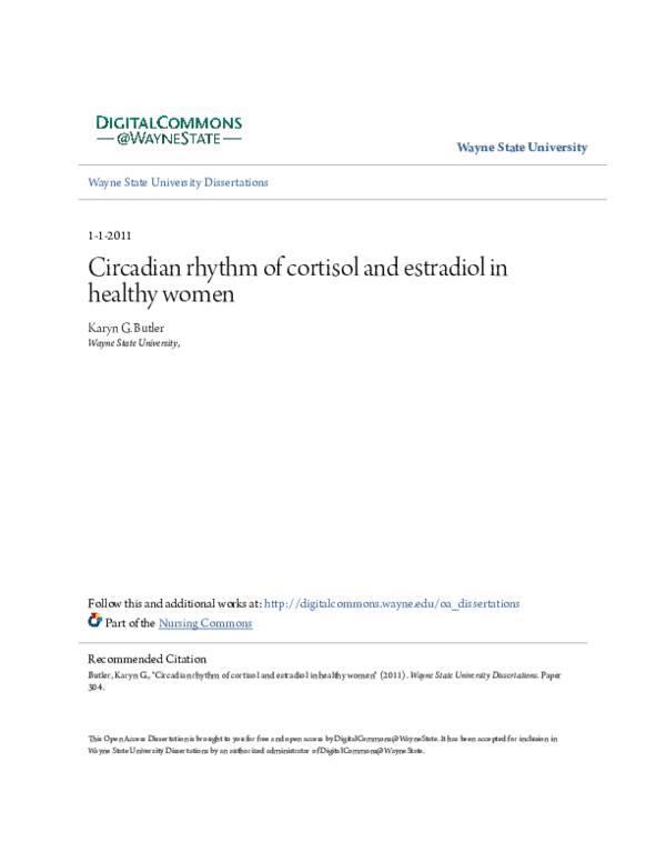 (PDF) Circadian rhythm of cortisol and estradiol in healthy women ...