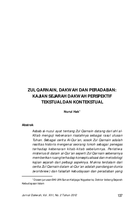 (PDF) Zul Qarnain, Dakwah Dan Peradaban: Kajian Sejarah Dakwah ...