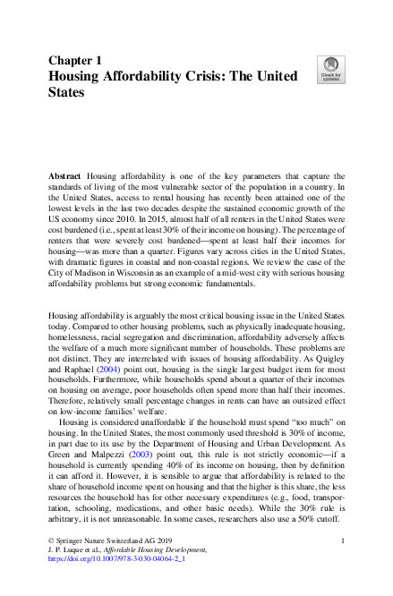 (PDF) Housing Affordability Crisis: The United States