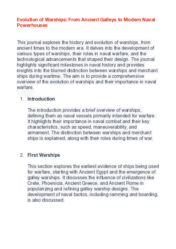 (PDF) Evolution of Warships: From Ancient Galleys to Modern Naval ...