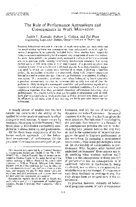 (PDF) The role of performance antecedents and consequences in work ...