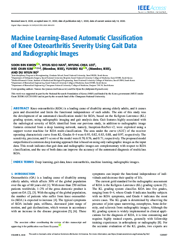 Pdf Machine Learning Based Automatic Classification Of Knee