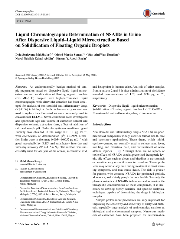 (PDF) Liquid Chromatographic Determination of NSAIDs in Urine After ...