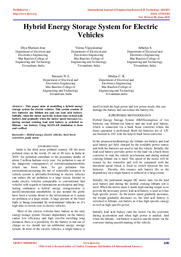 (PDF) Hybrid Energy Storage System for Electric Vehicles
