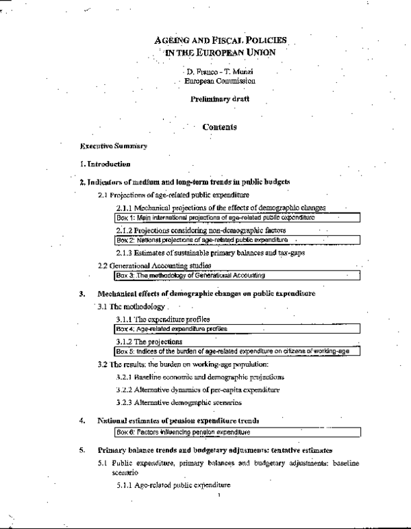 (PDF) Ageing and fiscal policies in the European Union. Preliminary draft