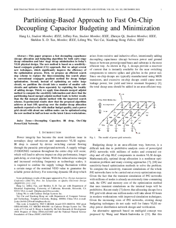 (PDF) Partitioning-Based Approach to Fast On-Chip Decoupling Capacitor Budgeting and Minimization