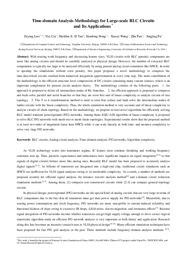 Pdf Time Domain Analysis Methodology For Large Scale Rlc Circuits And