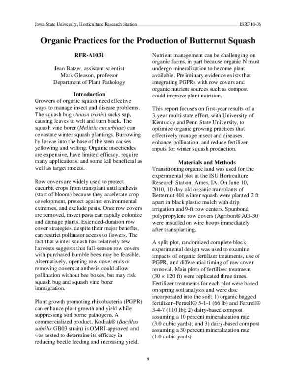 (PDF) Organic Practices for the Production of Butternut Squash