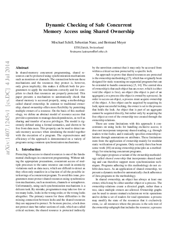 (PDF) Dynamic Checking of Safe Concurrent Memory Access using Shared ... (PDF) Dynamic Checking of Safe Concurrent Memory Access using Shared ...
