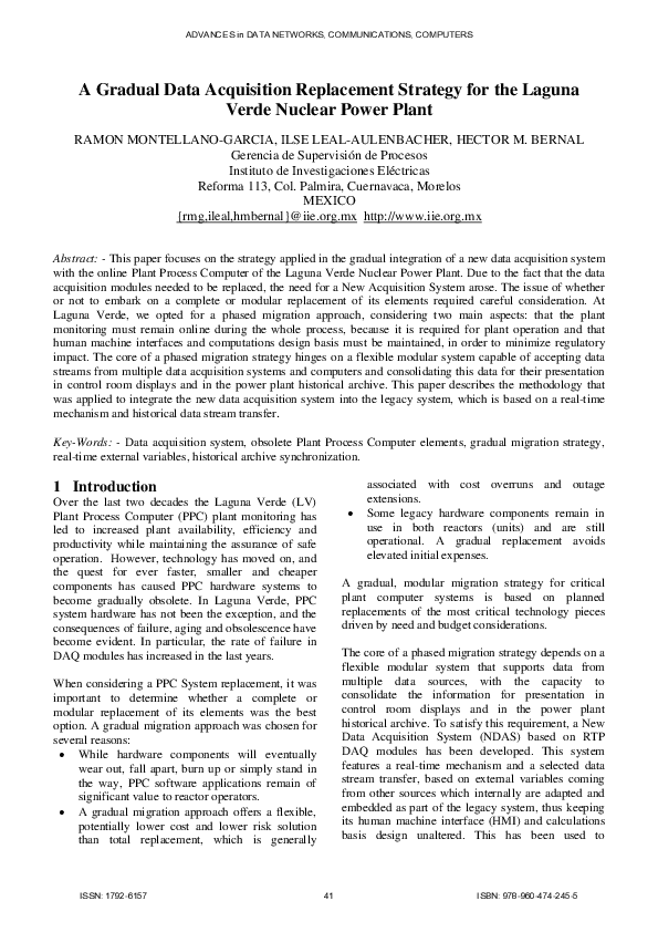 (PDF) A gradual data acquisition replacement strategy for the Laguna ...
